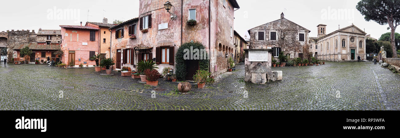 Ostia Antica Rome, Italy - January 24, 2019: Overview of the medieval ...