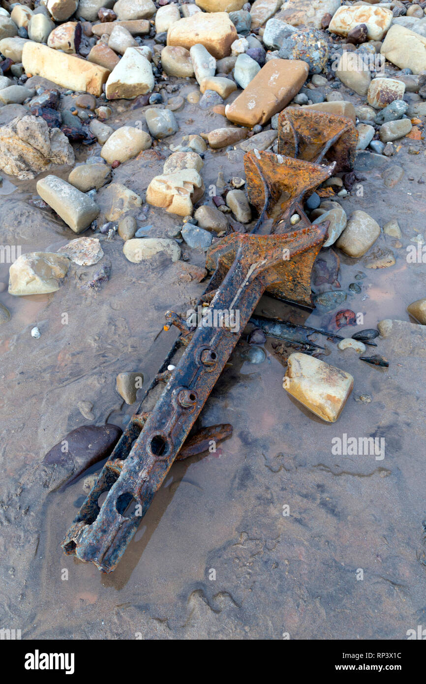 Coastal, Erosion, debris, on the, beach, pipes, cracks, cliffs, lower ...