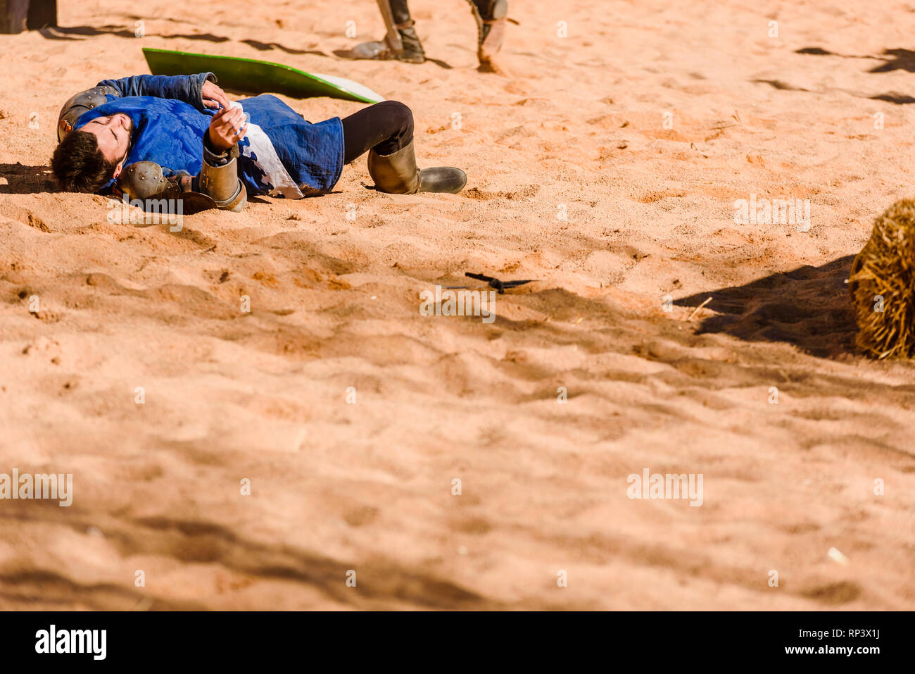 Valencia, Spain - January 27, 2019: An actor disguised as a Medievale ...