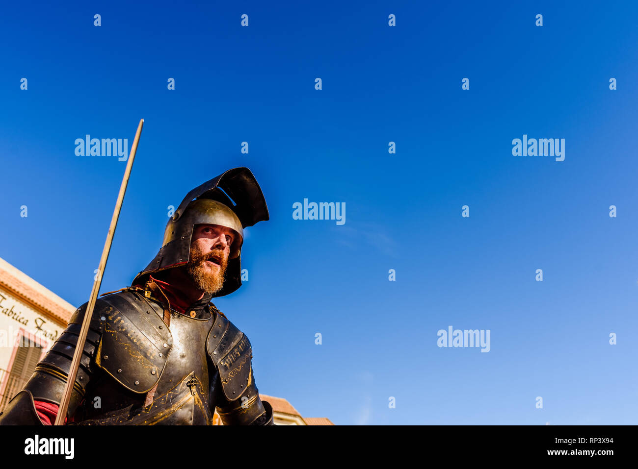 Valencia, Spain - January 27, 2019: Actor disguised as a medieval ...