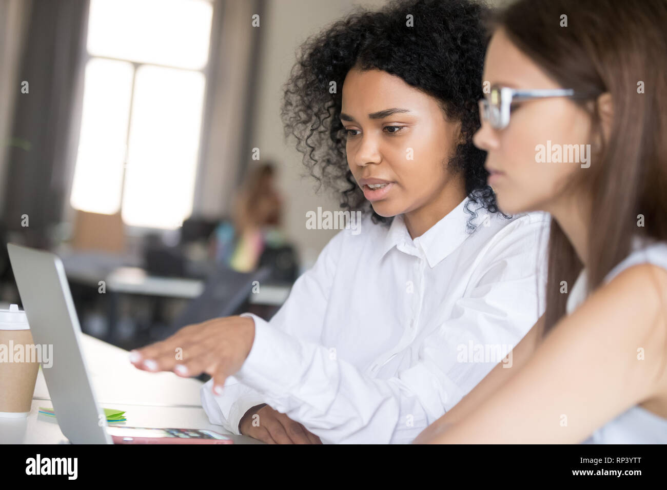 Happy mother and little daughter playing, doing makeup together Stock ...