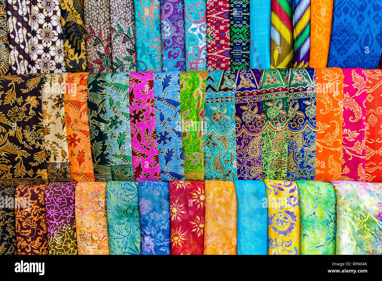 Traditional Sarongs at a Market at Bali, Indonesia Stock Photo - Alamy