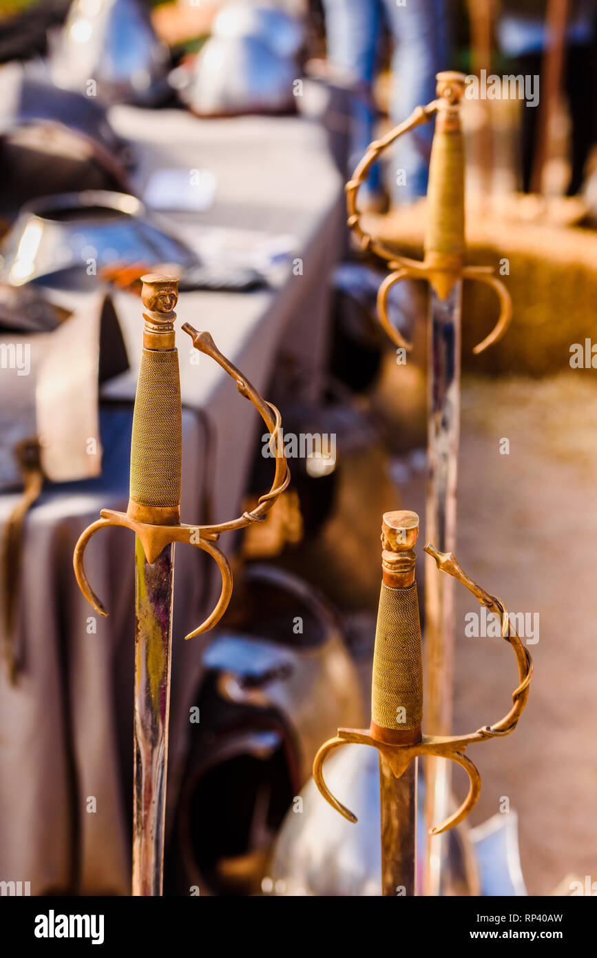 Handle of some old Spanish swords Stock Photo - Alamy