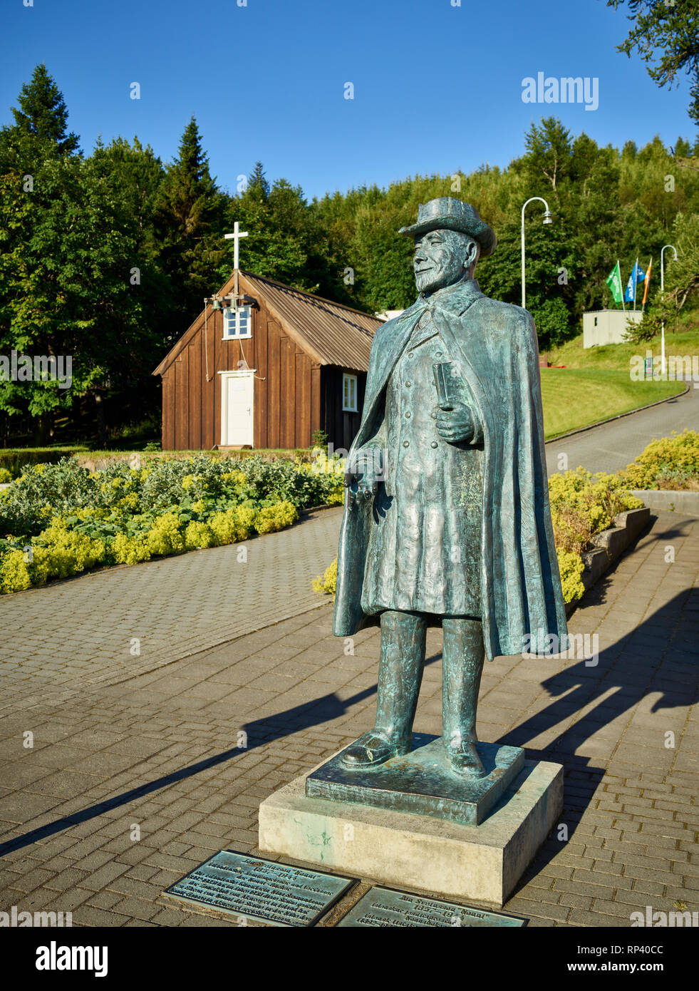 Statue of Jon Sveinsson by The Akureyri Museum, Akureyri, Iceland Stock ...