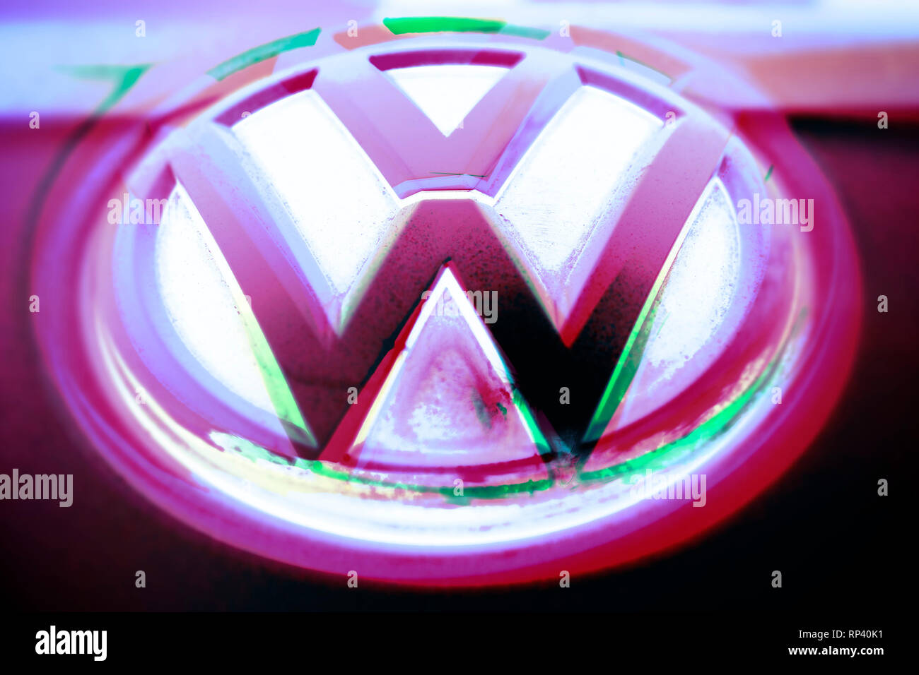 VW signs on a car, VW-Zeichen auf einem Auto Stock Photo - Alamy