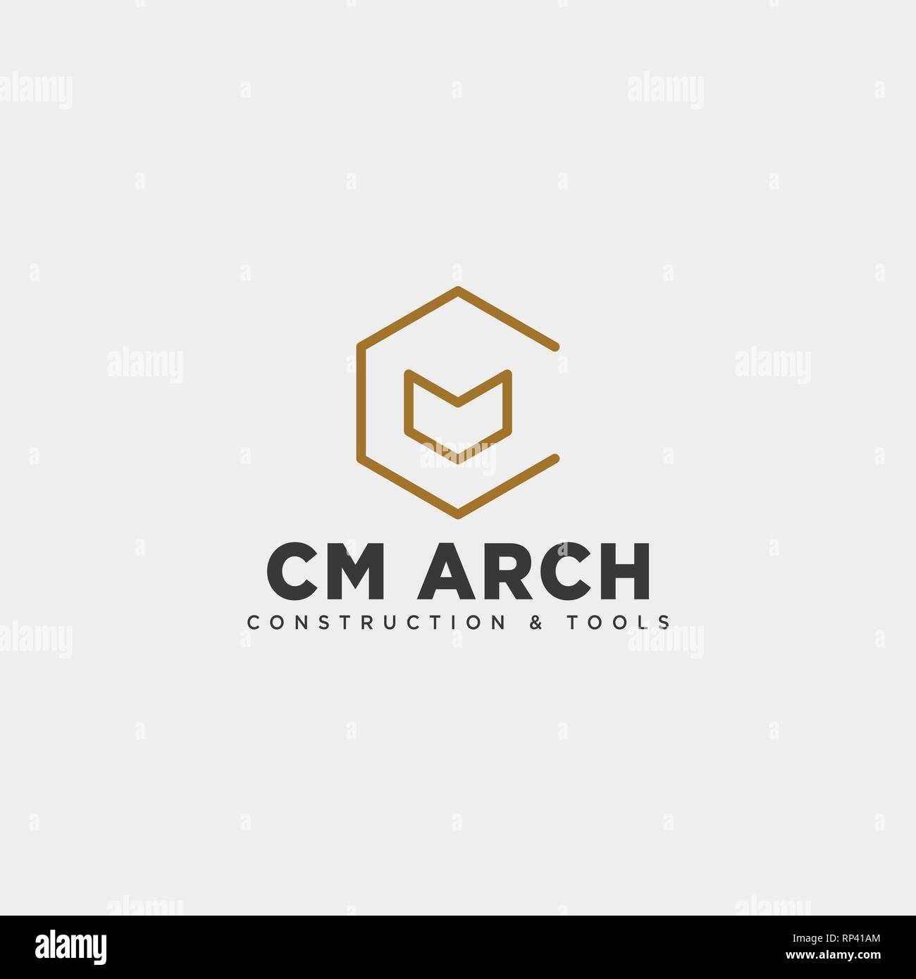 letter CM simple line business logo template vector illustration icon ...