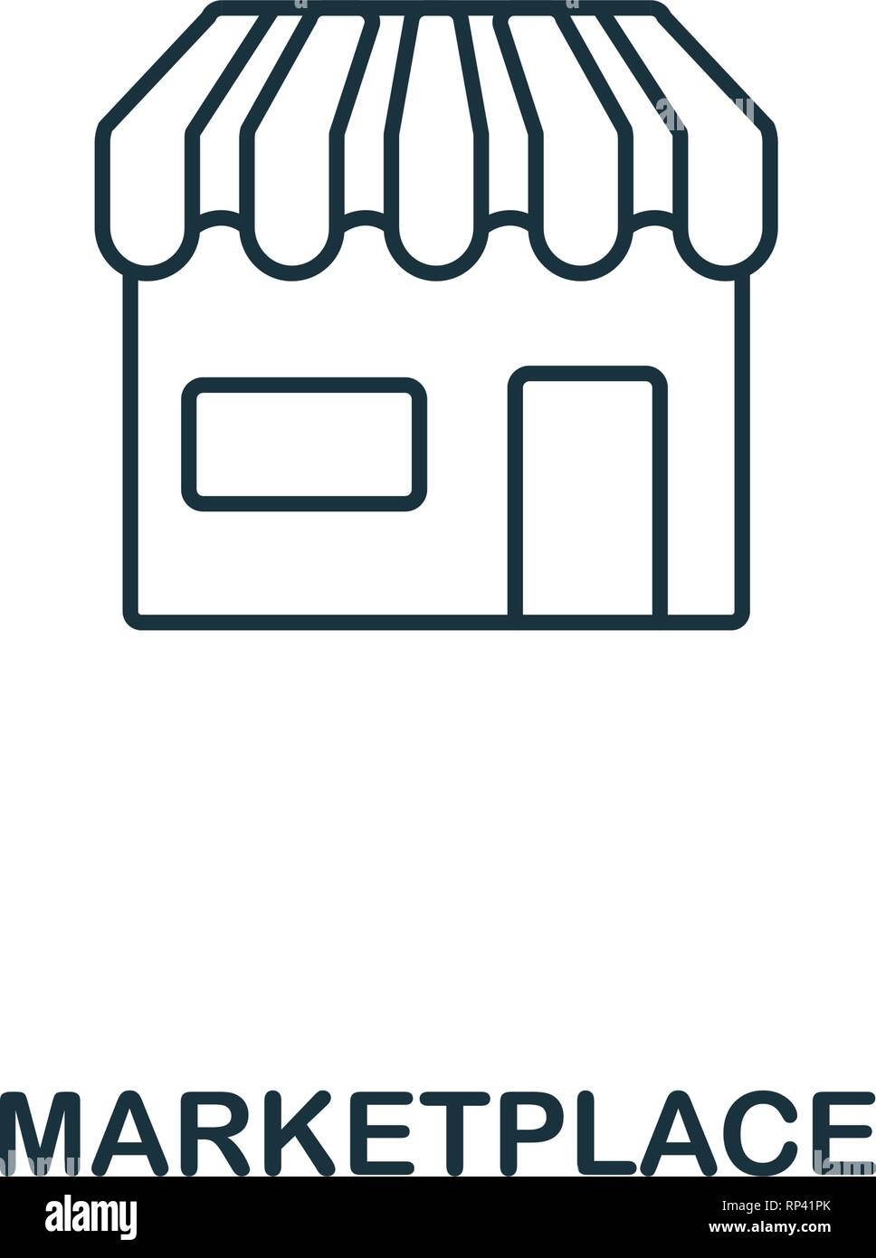 Marketplace outline icon. Thin line element from crowdfunding icons ...