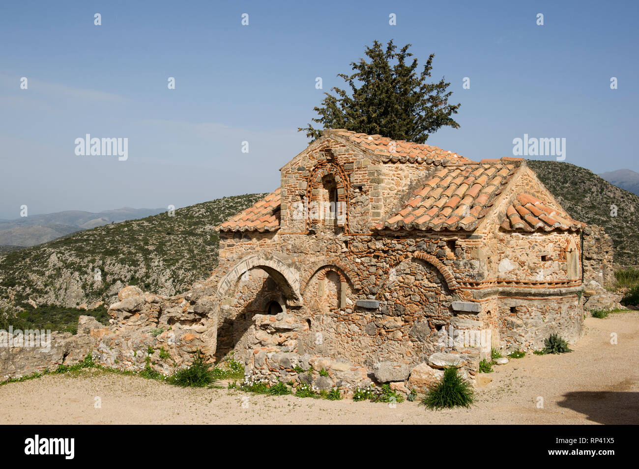 Byzantine church in Geraki, Ancient hillside Byzantine town, Greece ...