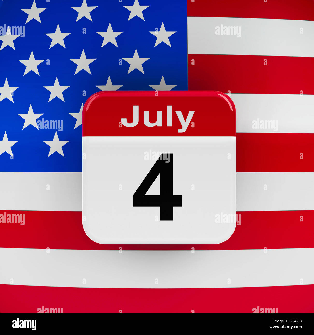 USA flag with calendar button - The Fourth of July - represents the ...