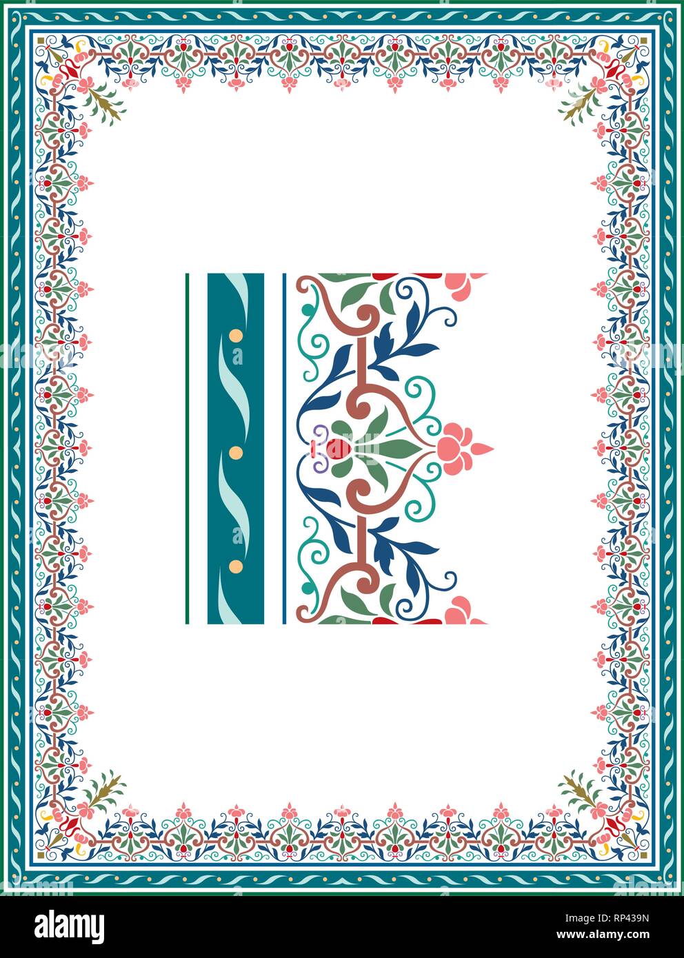 arabesque Borders - Tiled frame in plant leaves and flowers Framework ...