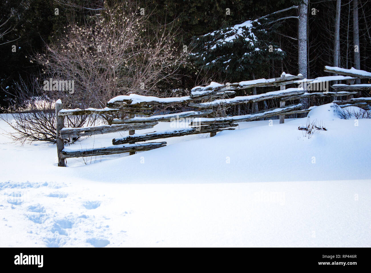 A snow covered fence Stock Photo - Alamy