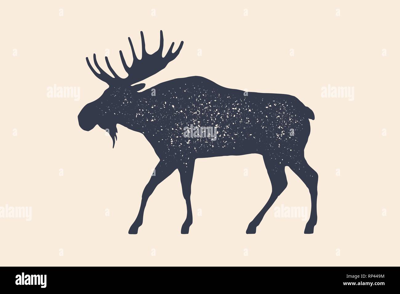 Moose, wild deer. Concept design of farm animals - Moose side view ...