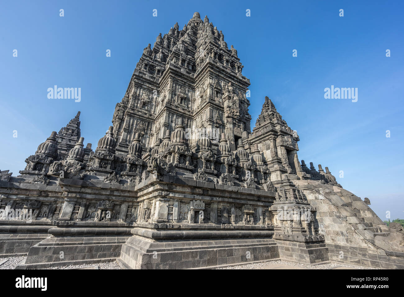 Side view of Candi Siwa (Shiva Temple) in Prambanan temple complex. 9th ...