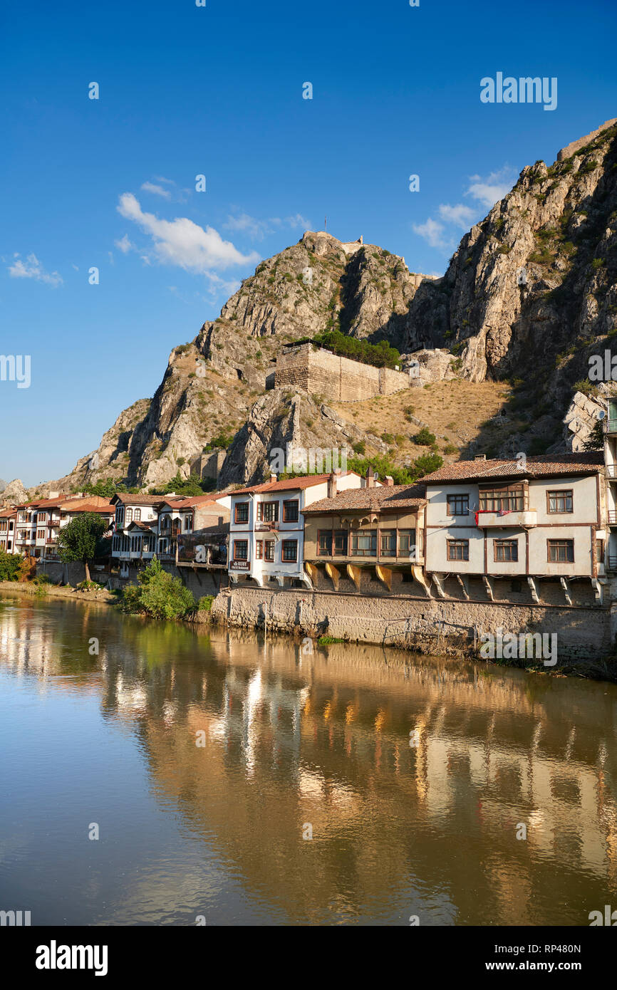Ottoman villas of Amasya along the banks of the river Yeşilırmak, below ...
