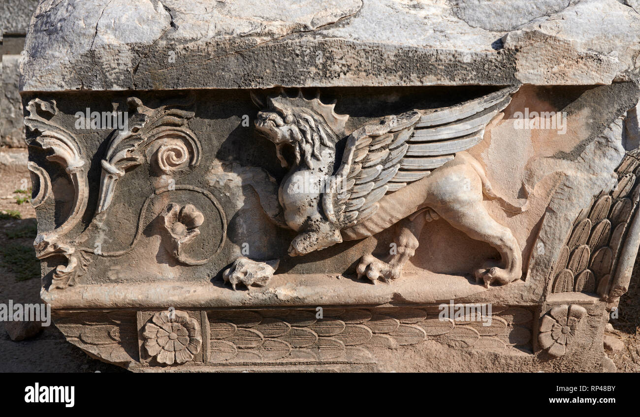 Picture of a Griffin Frieze from the ruins of the Ancient Ionian Greek ...