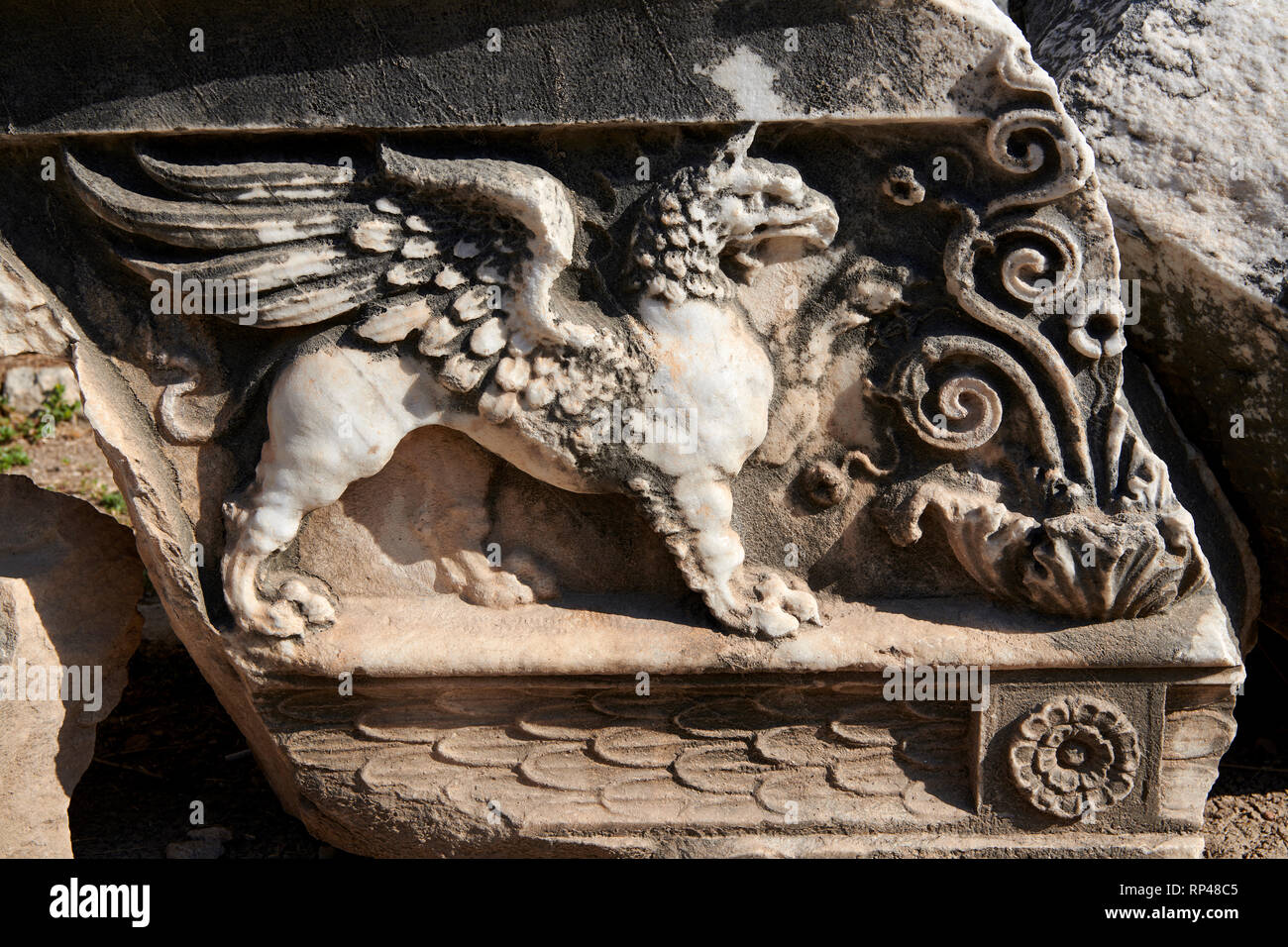 Picture of a Griffin Frieze from the ruins of the Ancient Ionian Greek ...