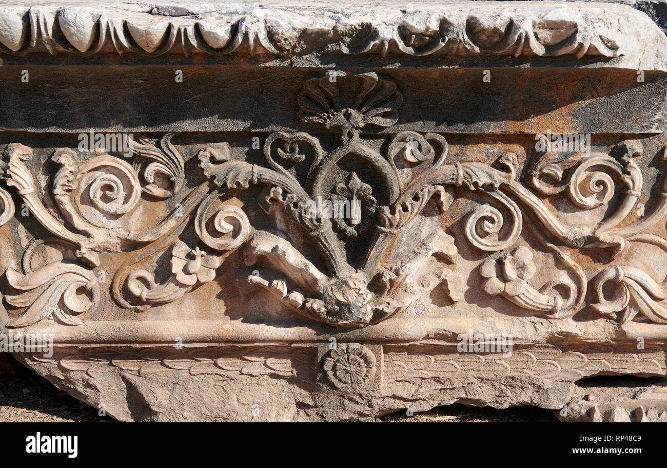 Picture of an architectural relief detail from the ruins of the Ancient ...