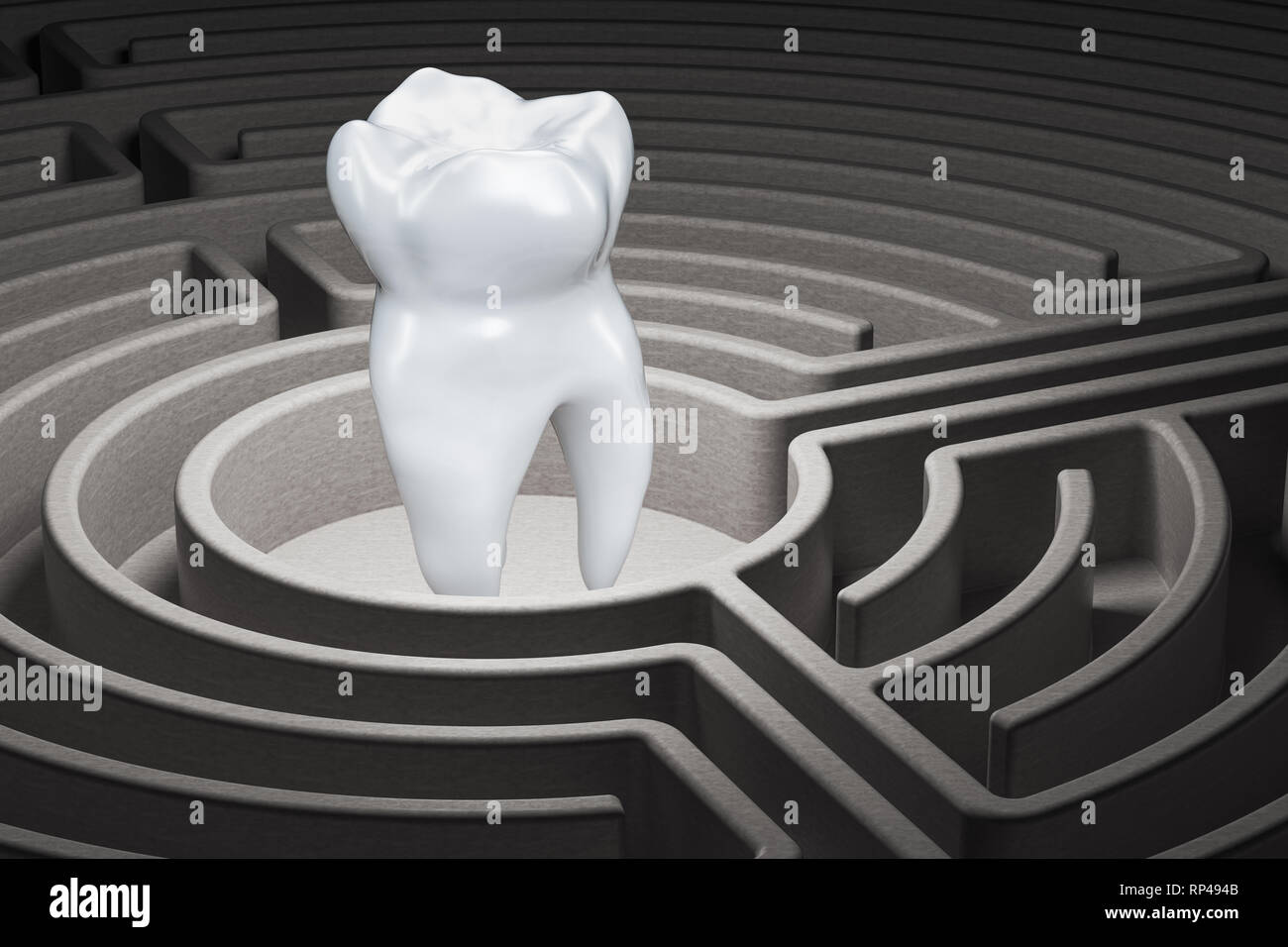Tooth in the labyrinth maze, 3D rendering Stock Photo - Alamy