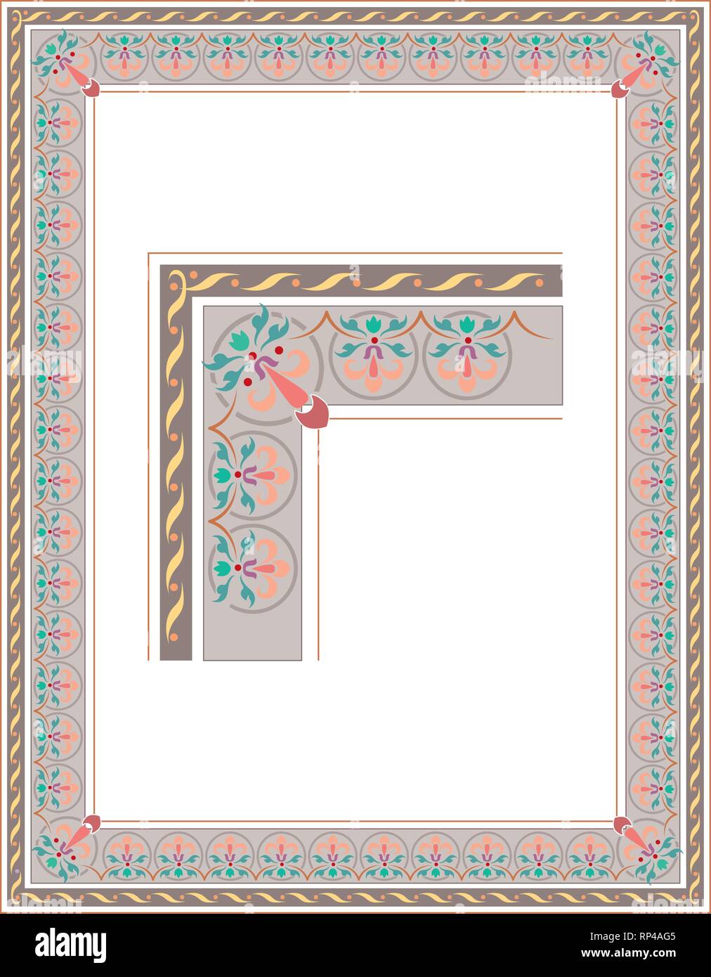 arabesque Borders - Tiled frame in plant leaves and flowers Framework ...
