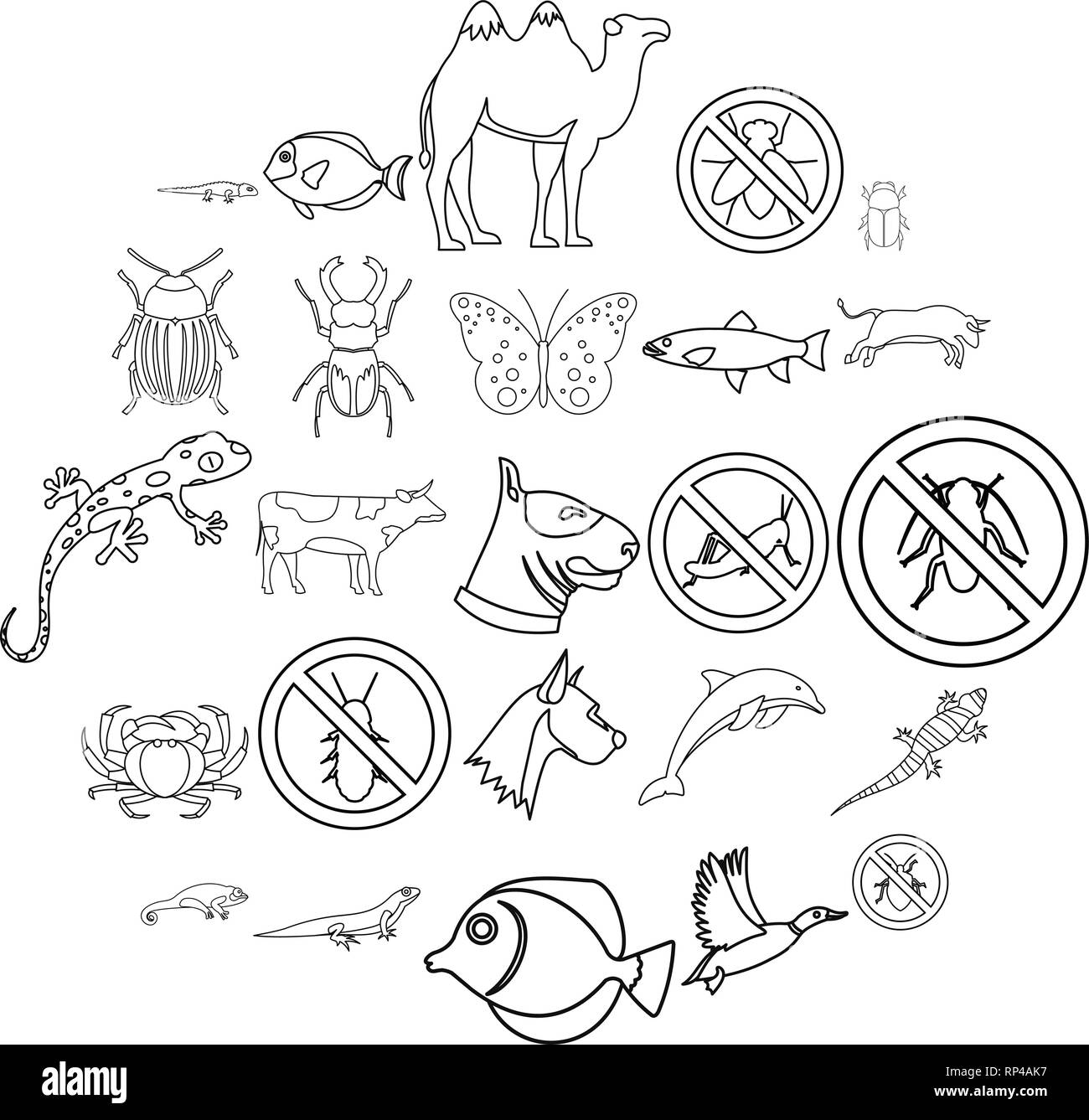 Proud animal icons set, outline style Stock Vector Image & Art - Alamy