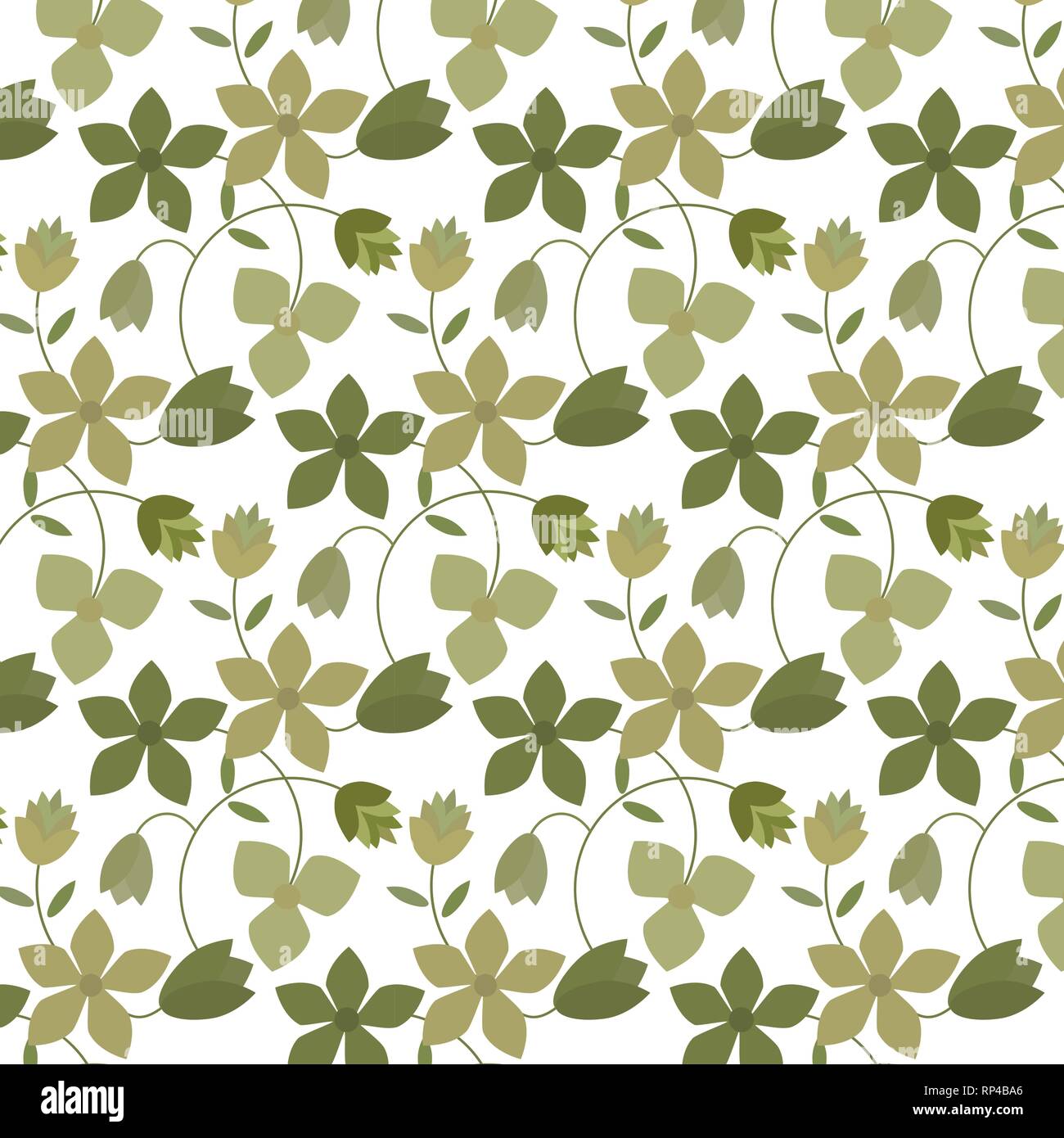 Summer flowers leaves pattern Stock Vector Images - Alamy