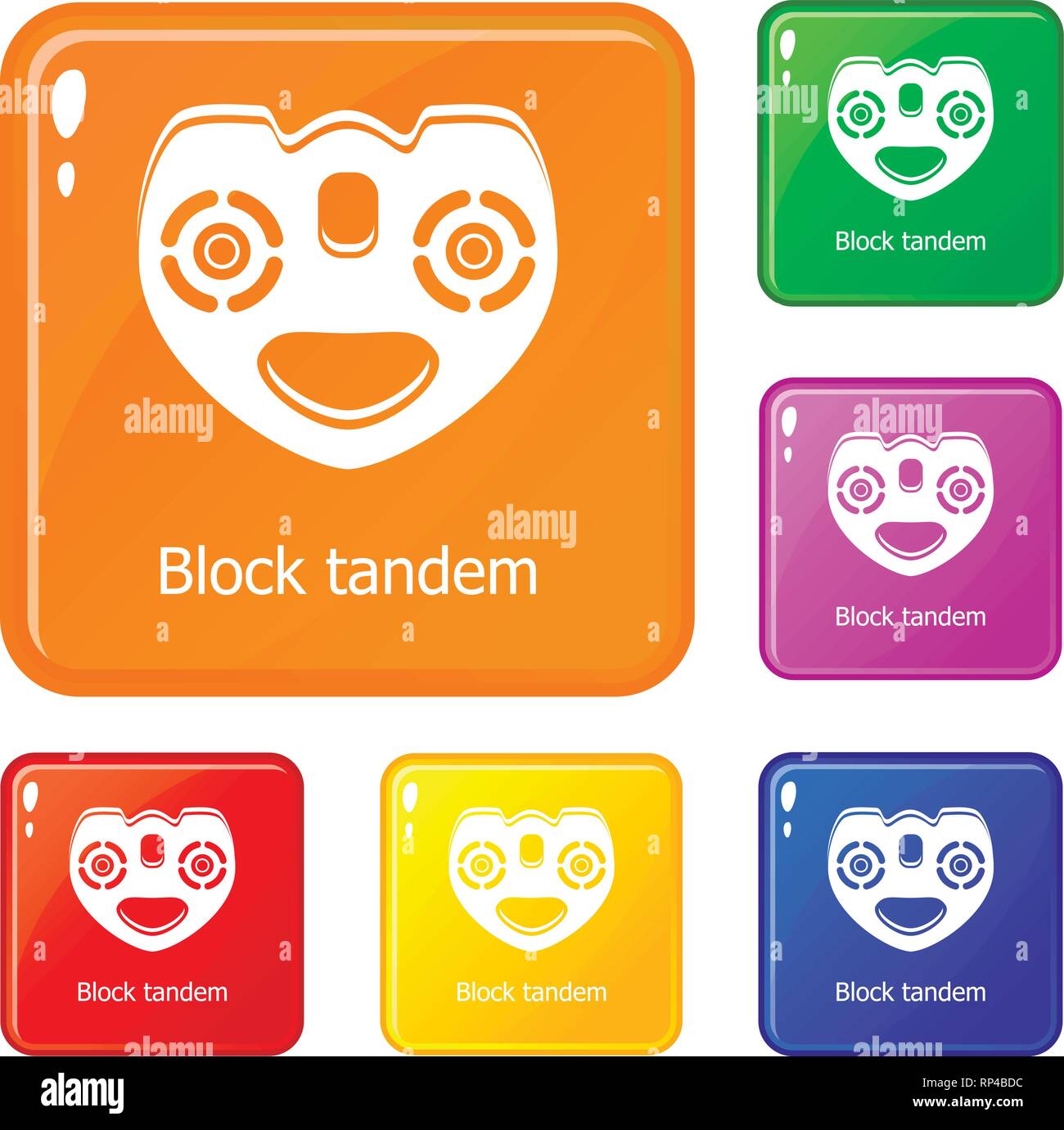 Block tandem icons set vector color Stock Vector Image & Art - Alamy