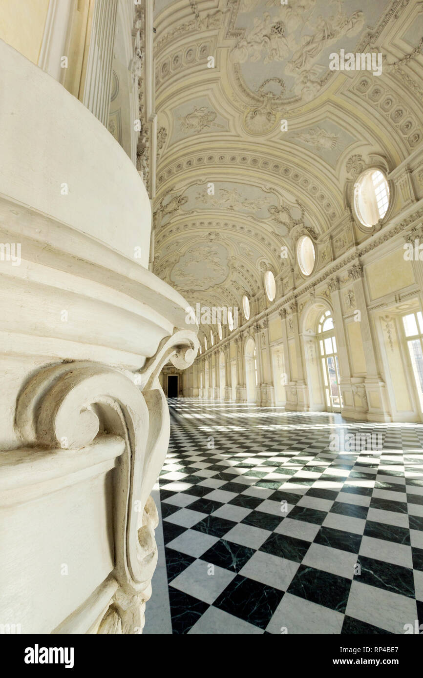 TURIN, ITALY, FEBRUARY 2019 : The Grand Galley of Venaria Reale, Royal ...