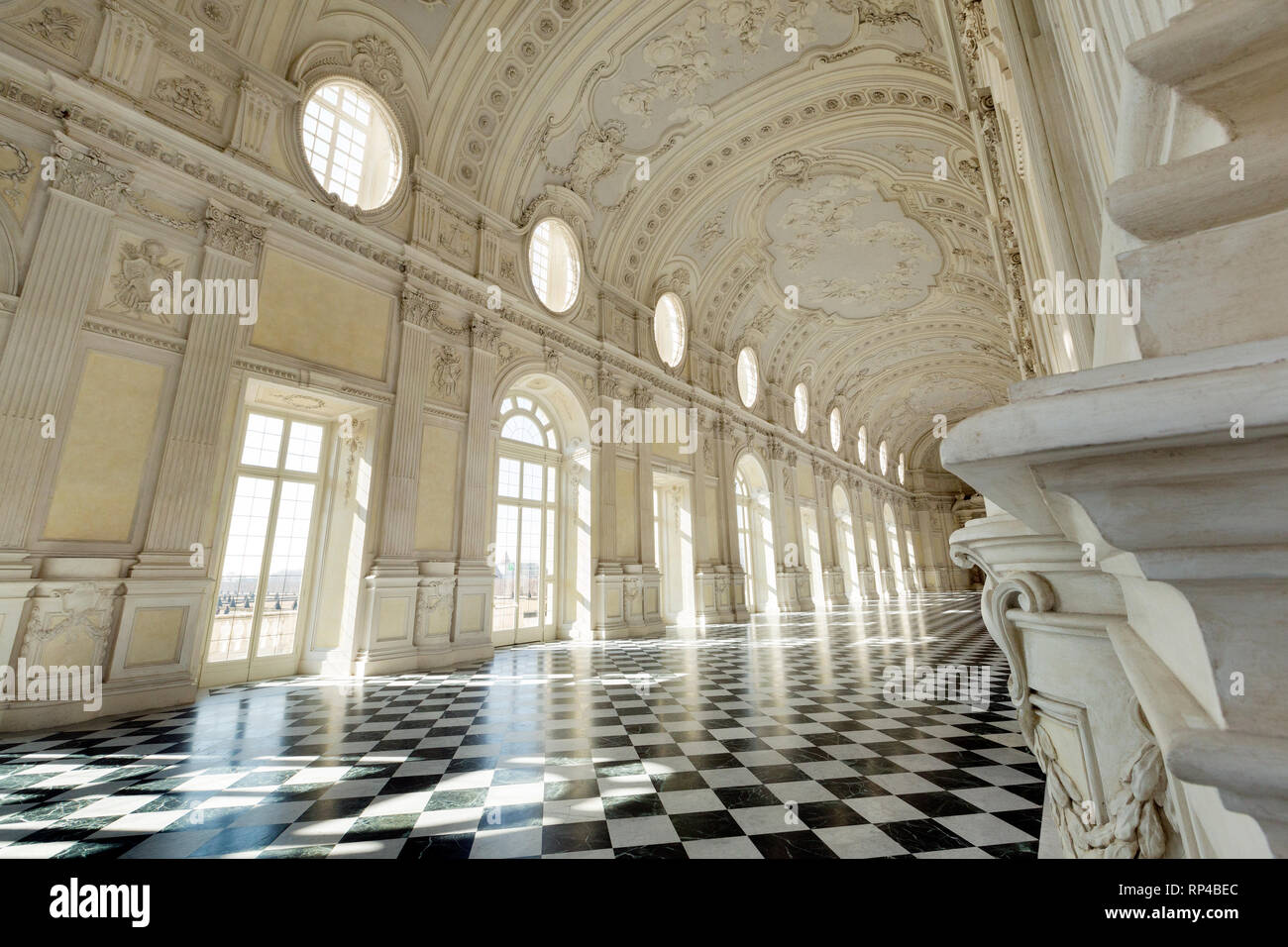 TURIN, ITALY, FEBRUARY 2019 : The Grand Galley of Venaria Reale, Royal ...