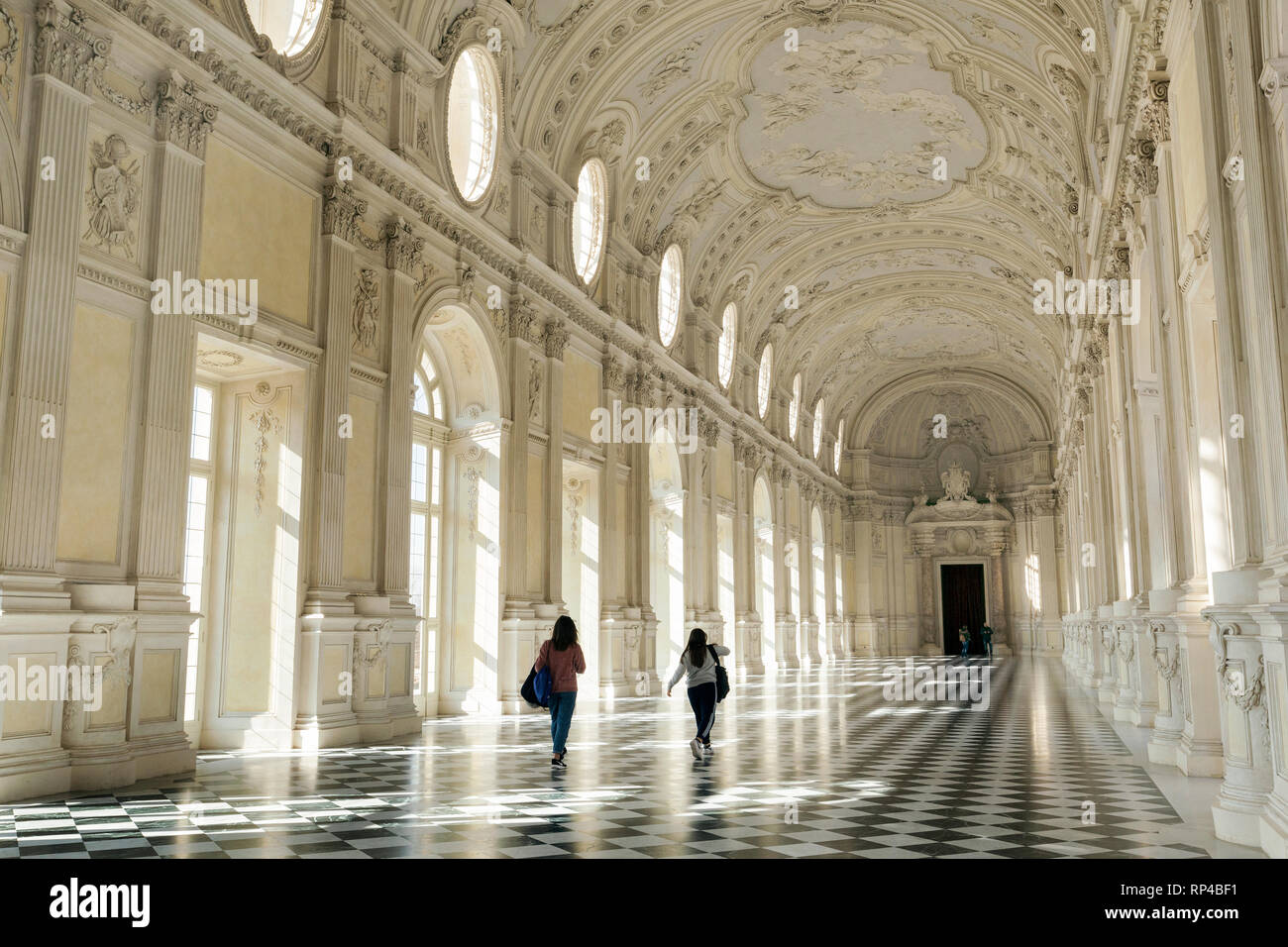 TURIN, ITALY, FEBRUARY 2019 : The Grand Galley of Venaria Reale, Royal ...