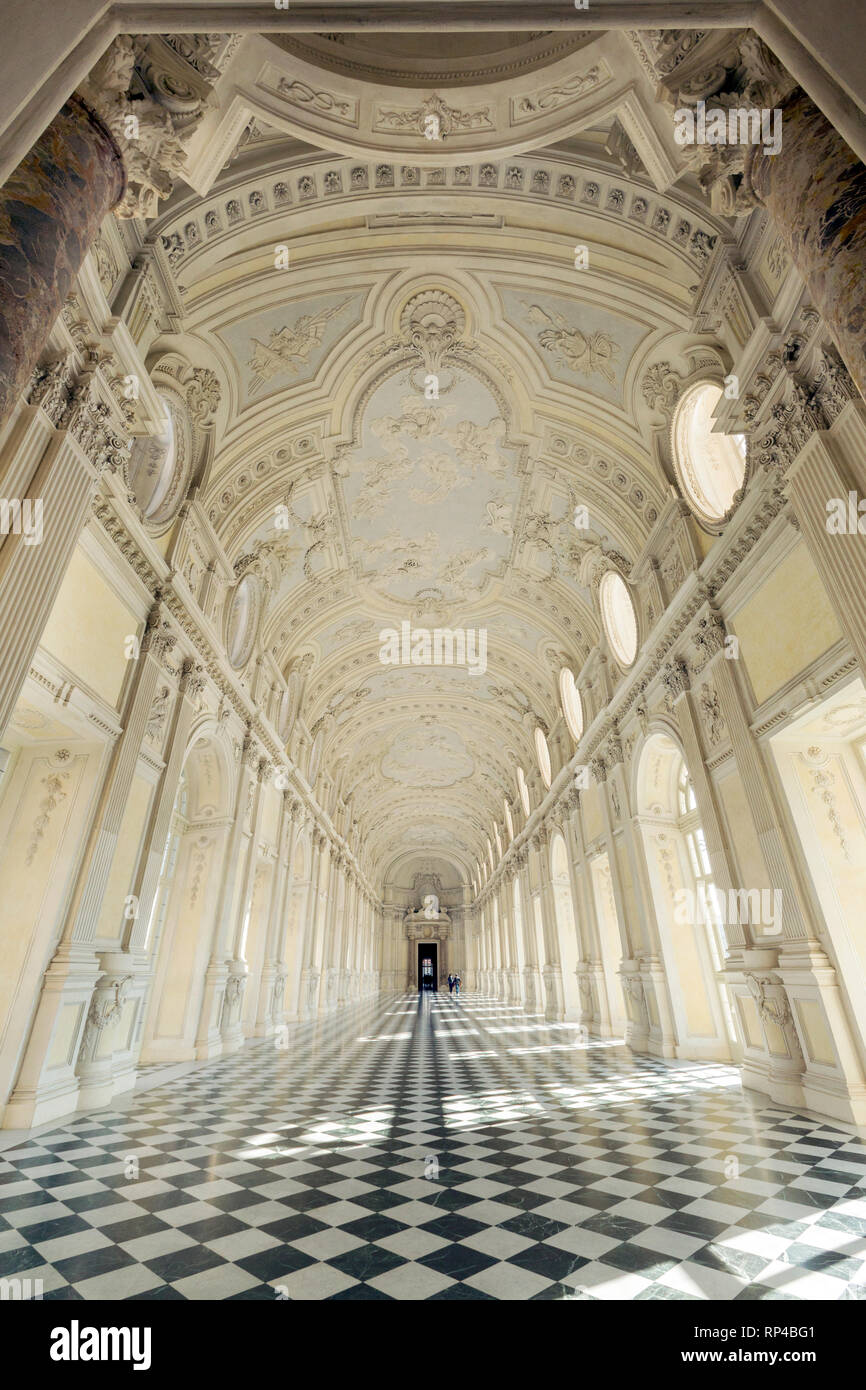 TURIN, ITALY, FEBRUARY 2019 : The Grand Galley of Venaria Reale, Royal ...
