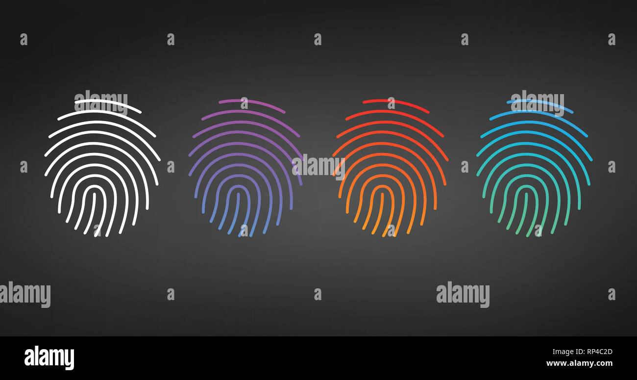 ID App icon template set, Fingerprint set in modern gradients. Vector ...