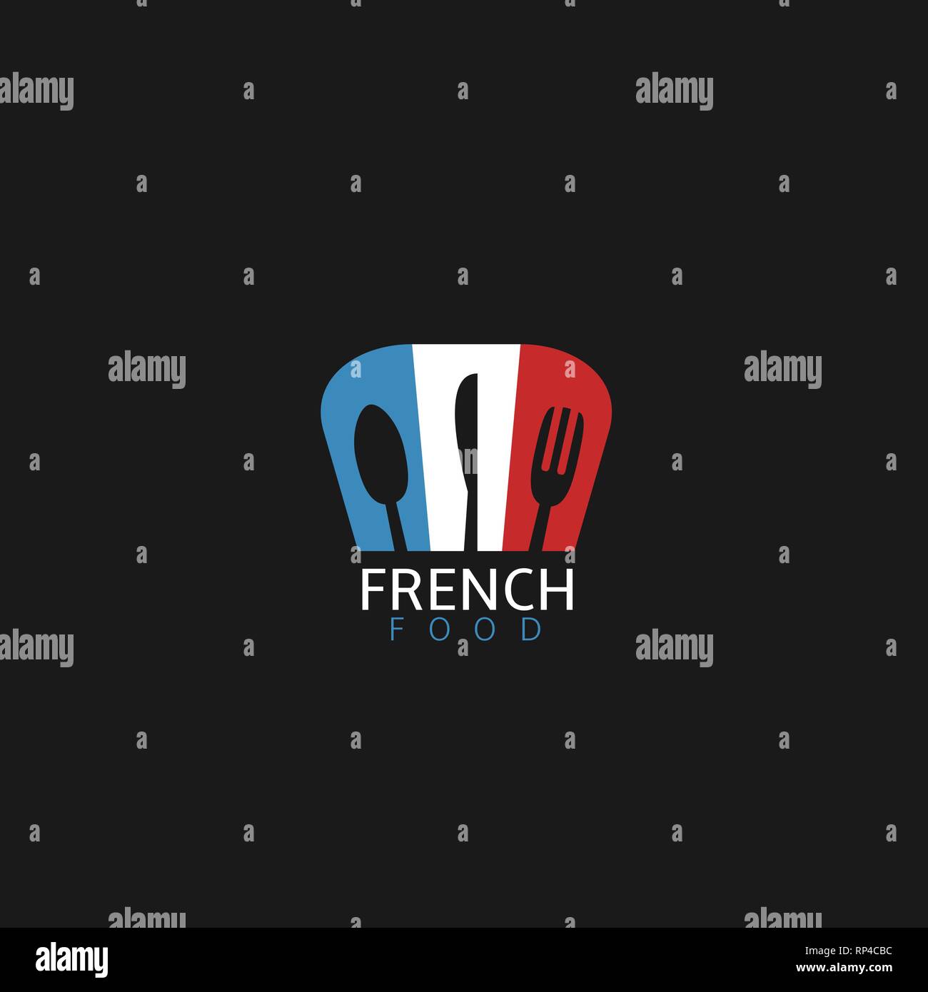 French food icon. French flag symbol Spoon fork and knife icons Stock ...