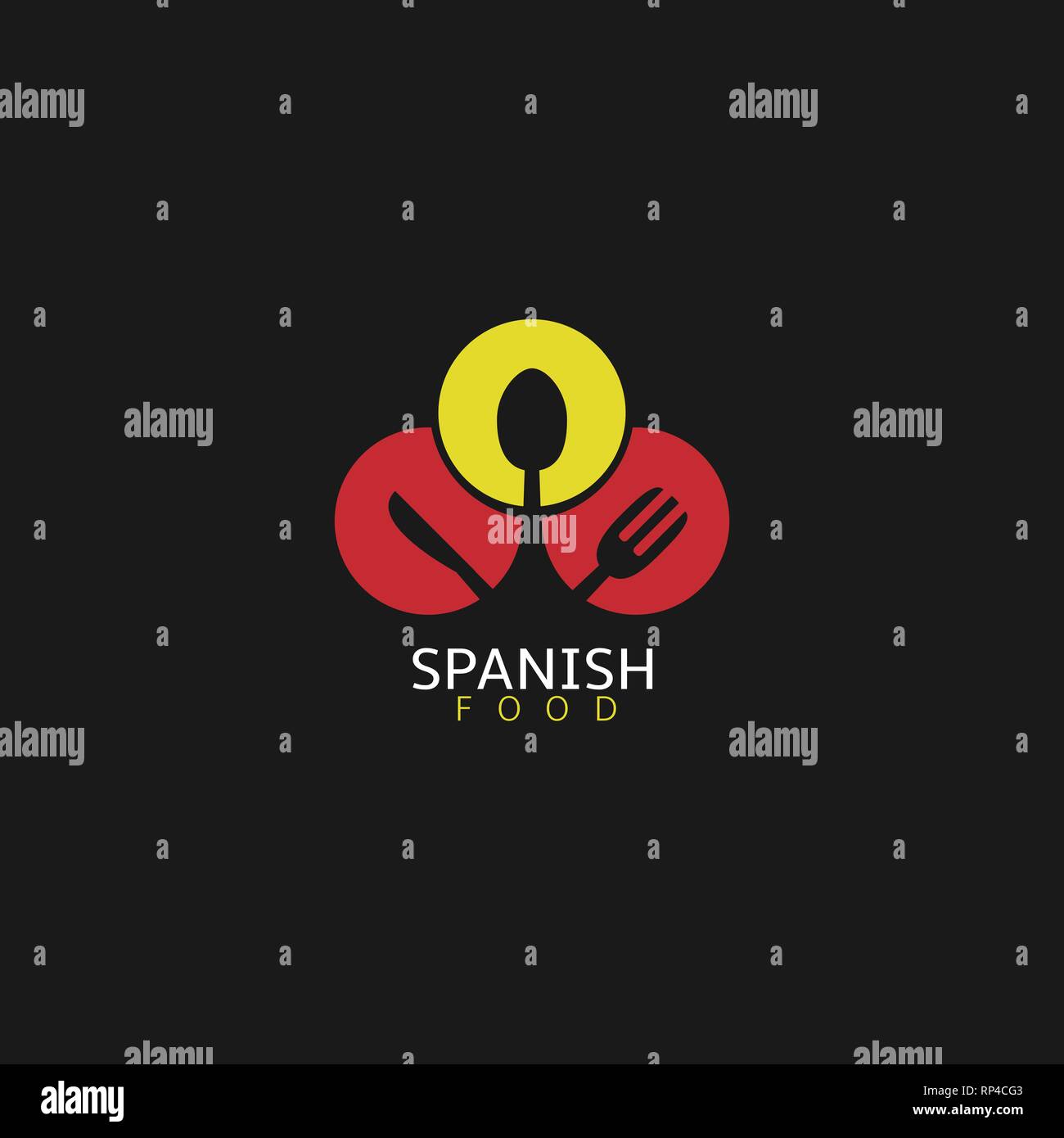 Spanish food icon. Spanish flag symbol Spoon fork and knife icons Stock ...
