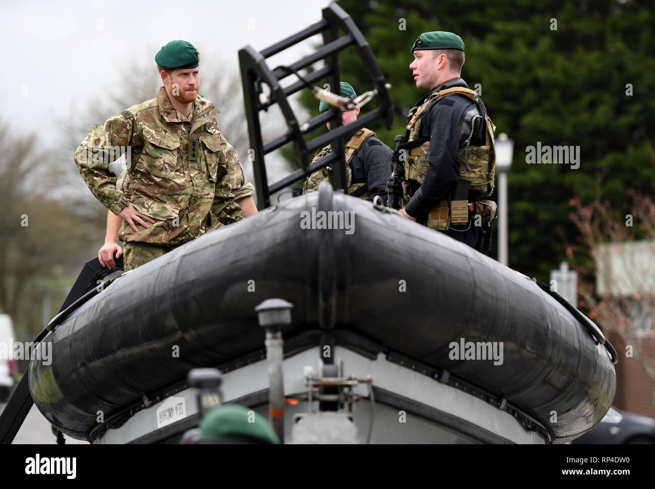The Duke of Sussex during a visit to 42 Commando Royal Marines at their base in Bickleigh Stock ...