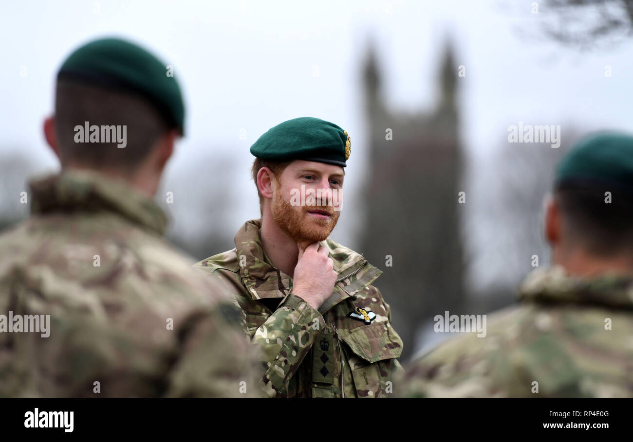 The Duke of Sussex during a visit to 42 Commando Royal Marines at their base in Bickleigh Stock ...