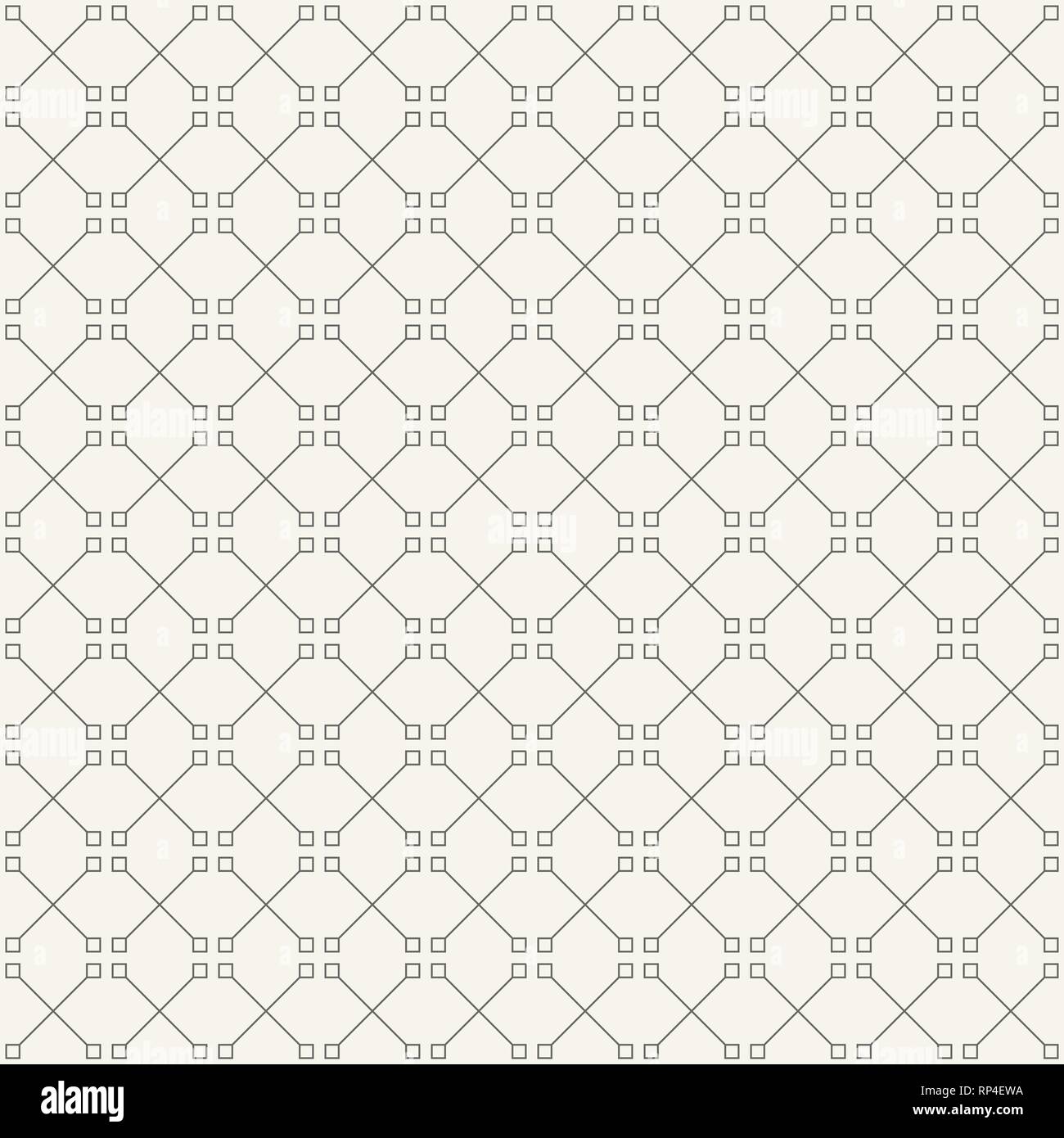 Vector seamless pattern. Regularly repeating squares connected by lines ...