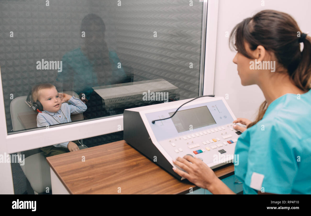 Hearing test cabin hi-res stock photography and images - Alamy