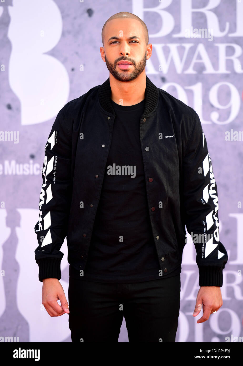 Marvin Humes attending the Brit Awards 2019 at the O2 Arena, London ...