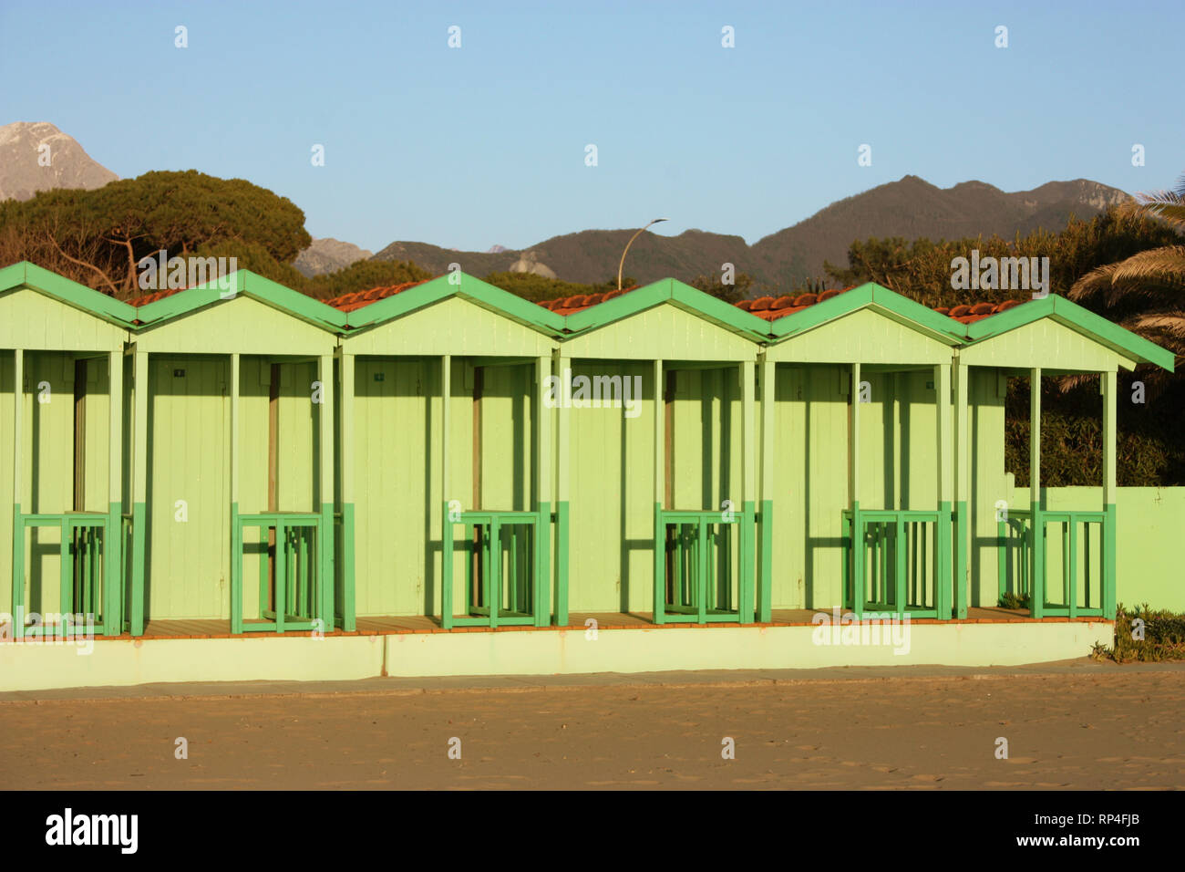 green cabins suitable for changing rooms. bathhouse in Tuscany. houses ...