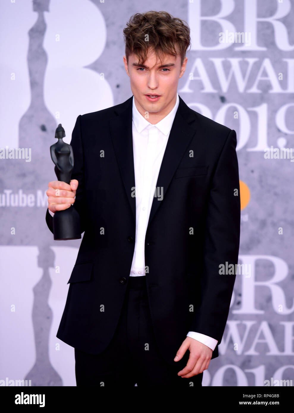 Sam Fender attending the Brit Awards 2019 at the O2 Arena, London Stock ...