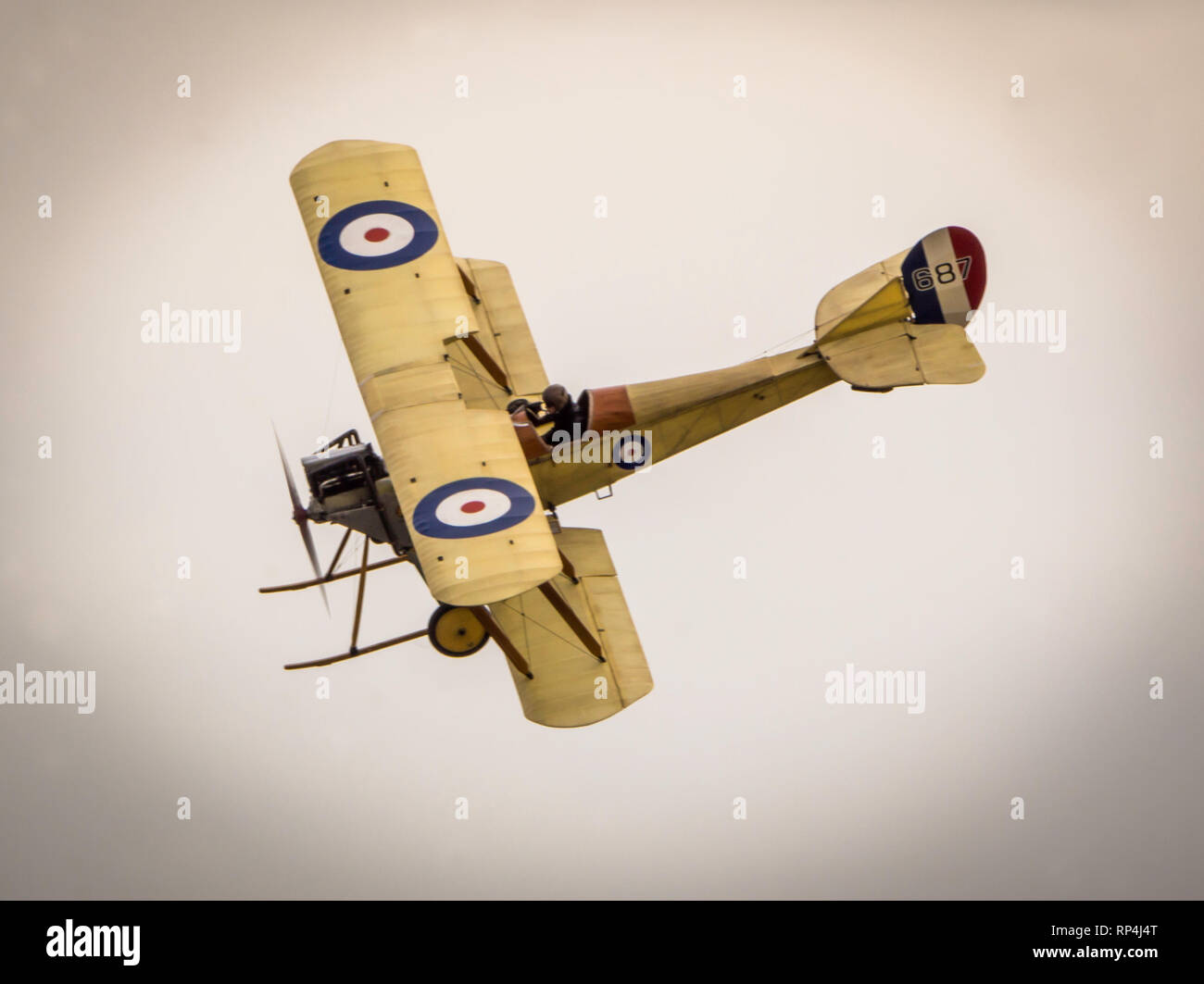 A WW1 Royal Aircraft Factory BE2c flying over Duxford Stock Photo - Alamy