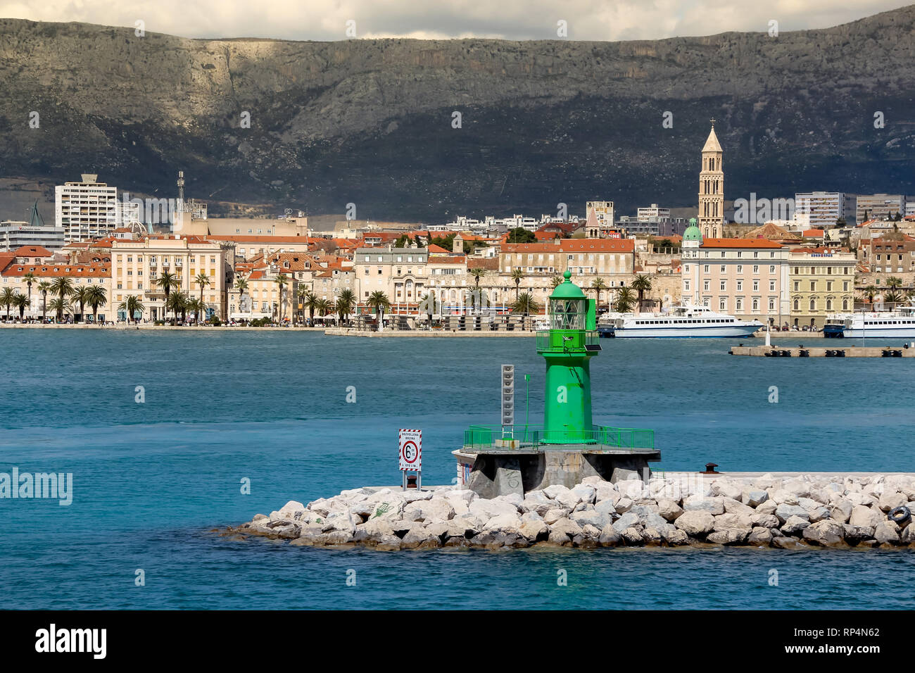 split cityscape with harbour and downtown skyline view. travel croatia ...