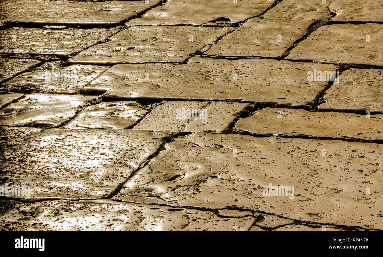 medieval paving blocks. ancient stone street in historical downtown of ...