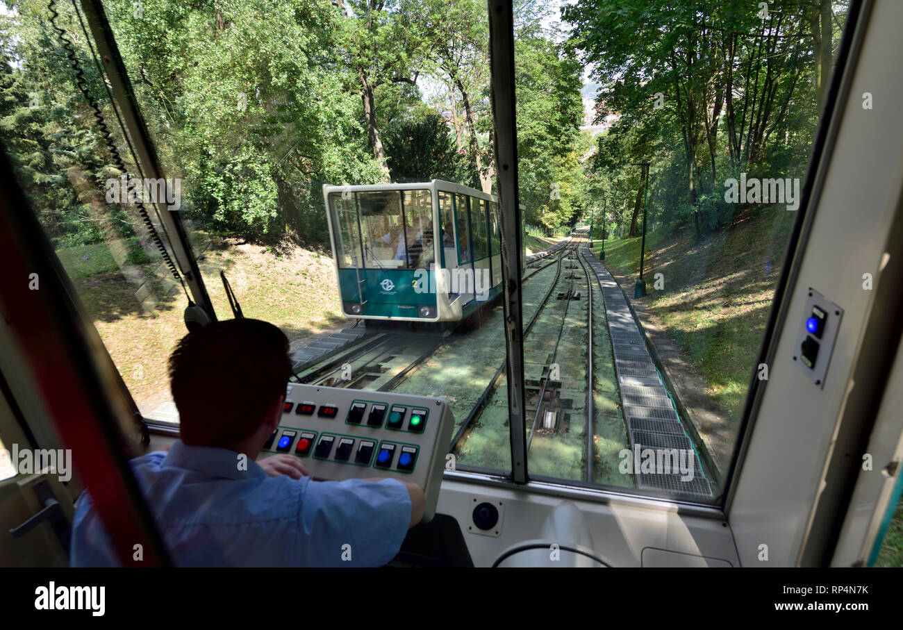 Cable car which is part of city of Prague public transport system and ...