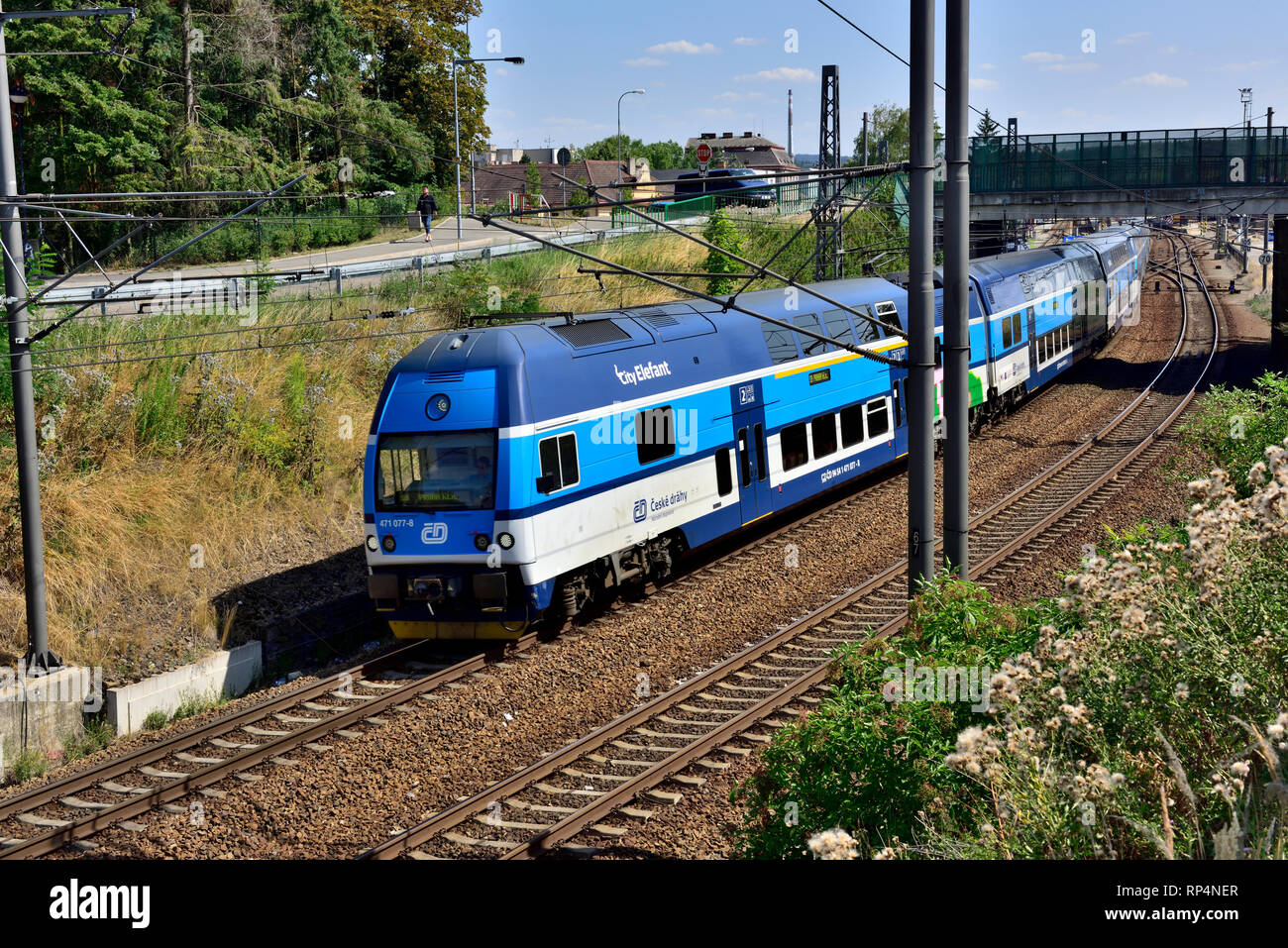 Czech electric double decker CityElefant passenger train near town of ...