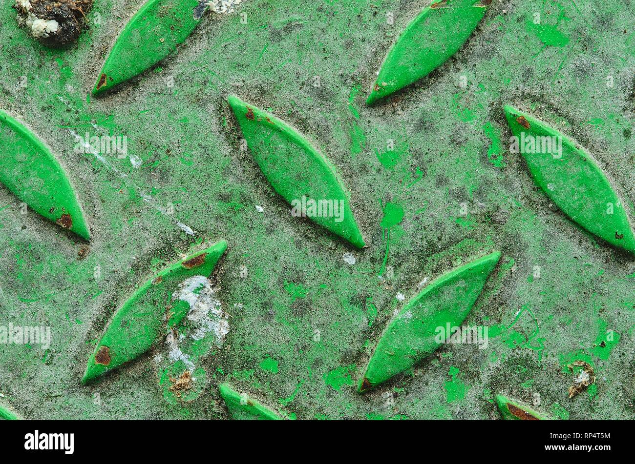 Industrial green sheet iron. Steel diamond plate. Green and floor ...