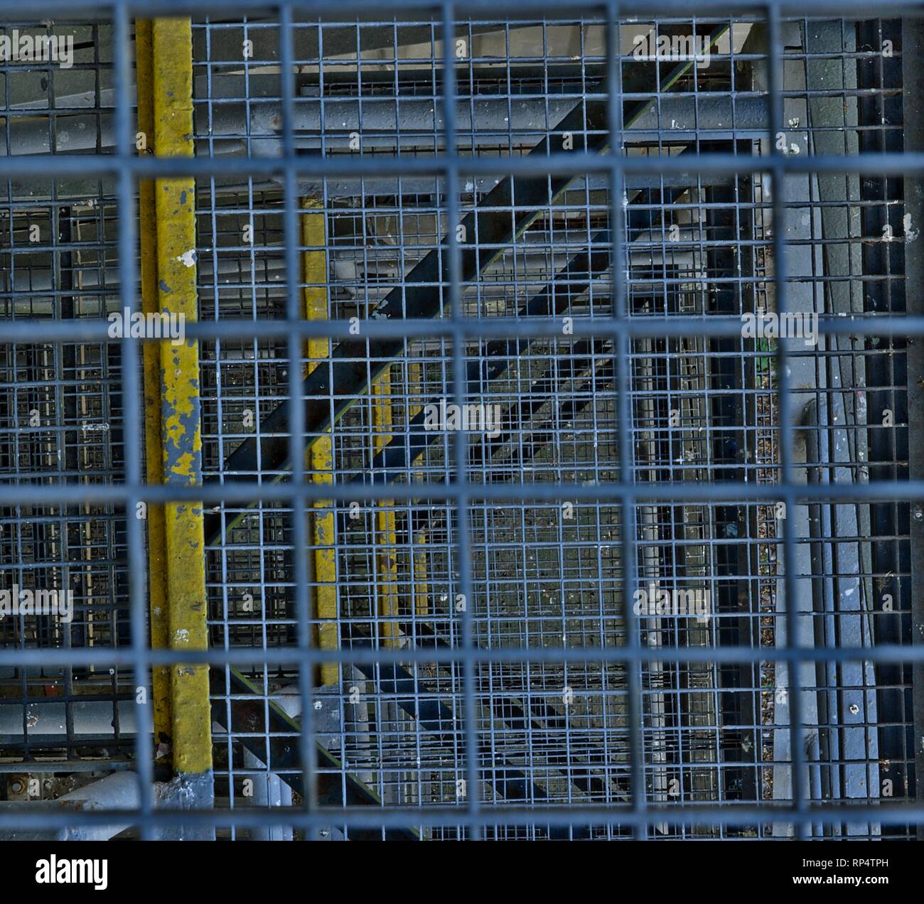 Industrial stairway. Close-up. Industrial iron staircase. Background ...