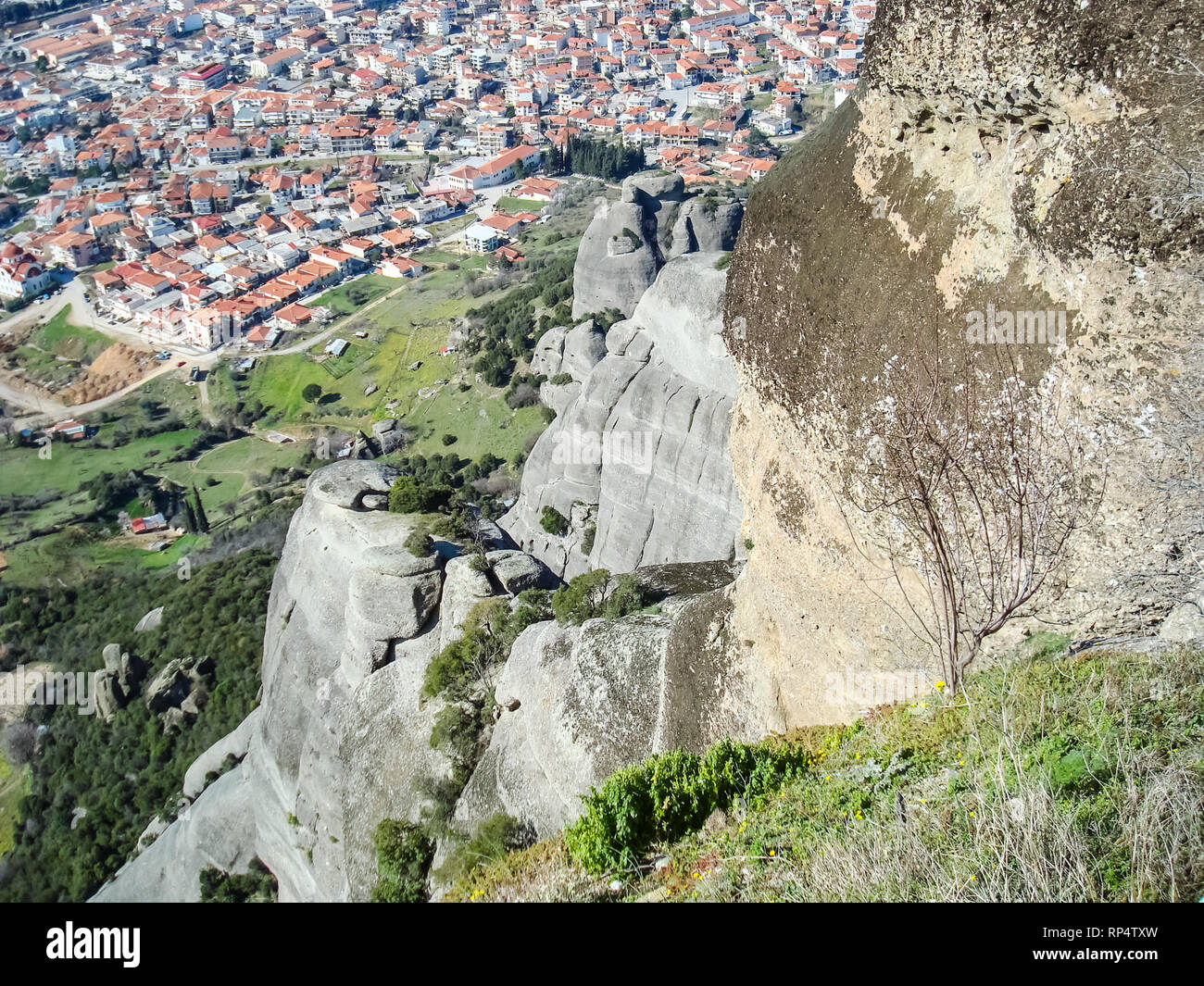 Meteora monasteries on the rocks in Greece, ancient architecture Stock ...