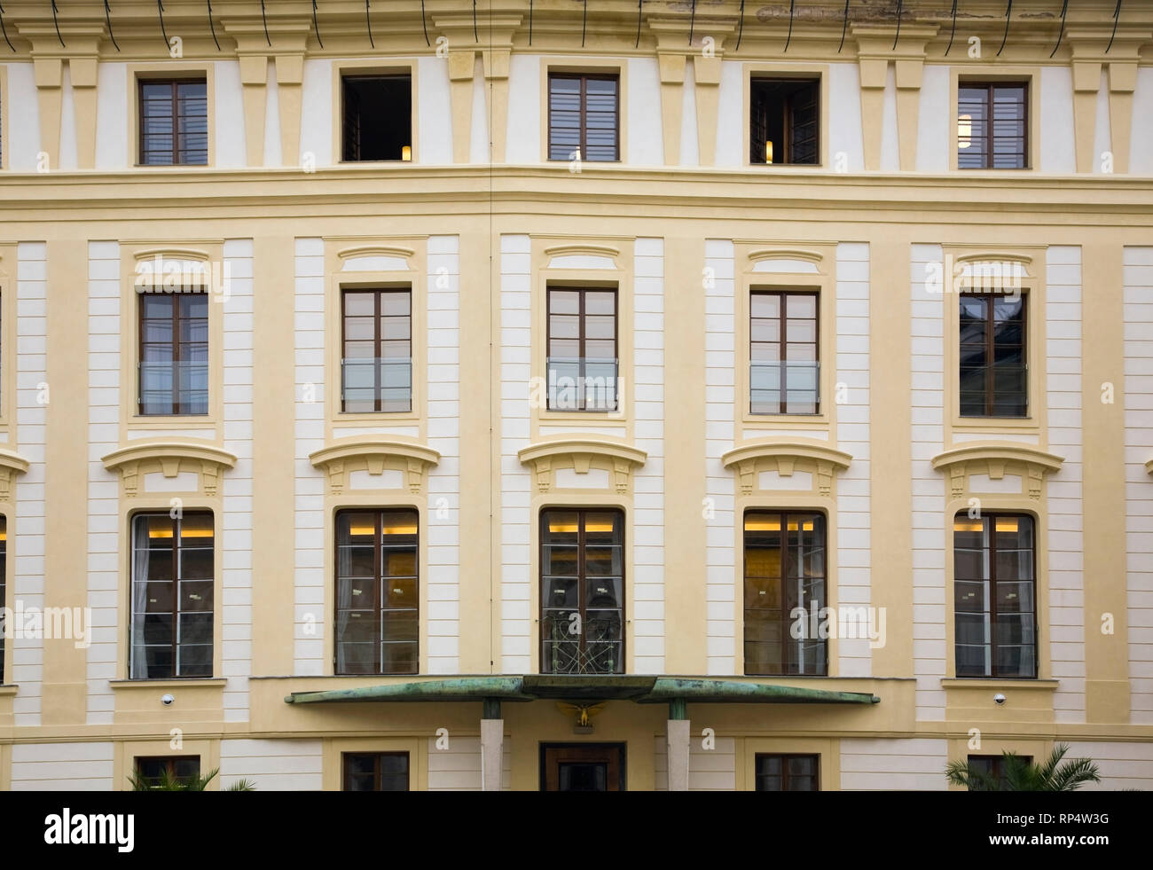 Old architectural style building facade in the Prague Castle district ...