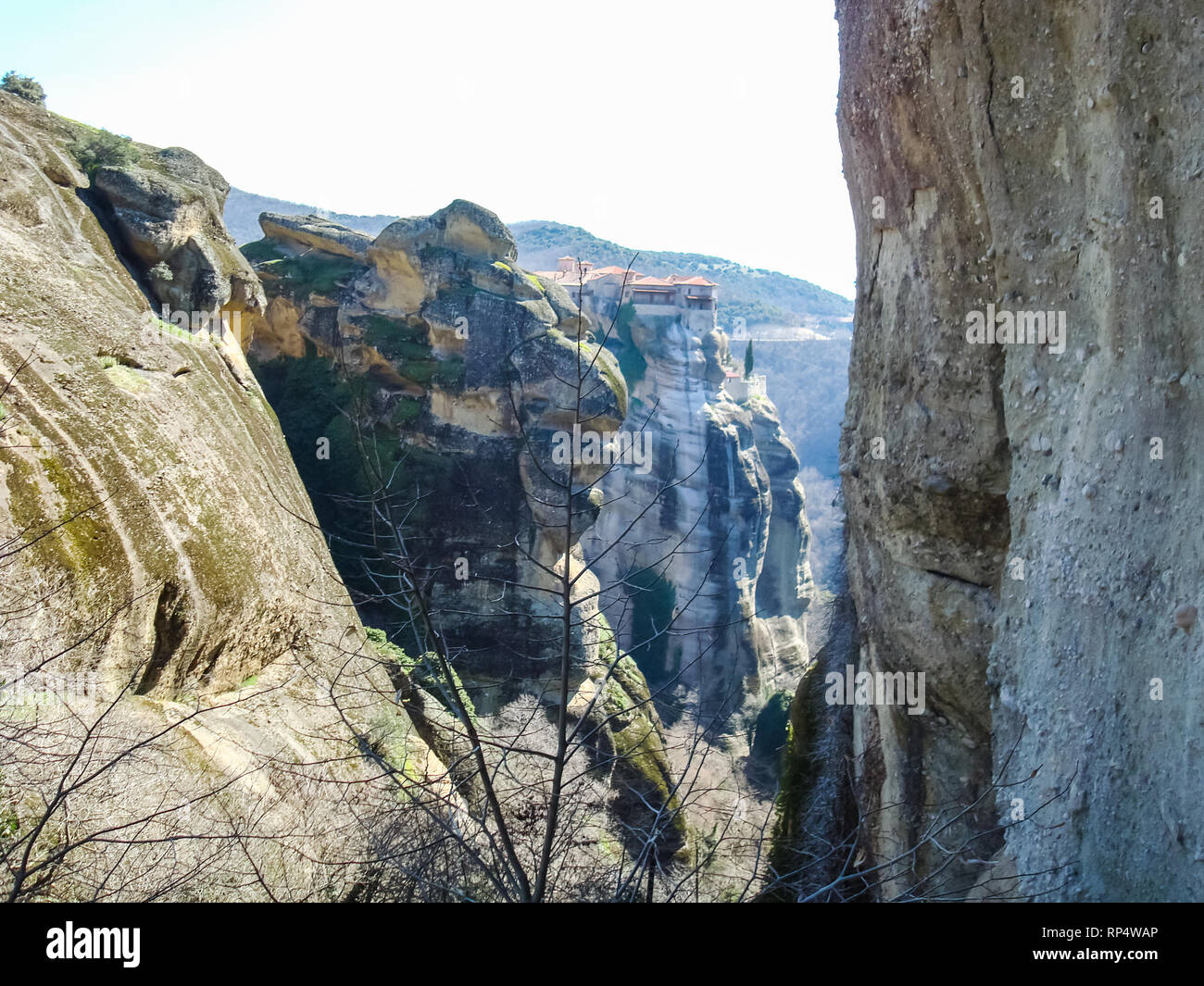 Meteora monasteries on the rocks in Greece, ancient architecture Stock ...